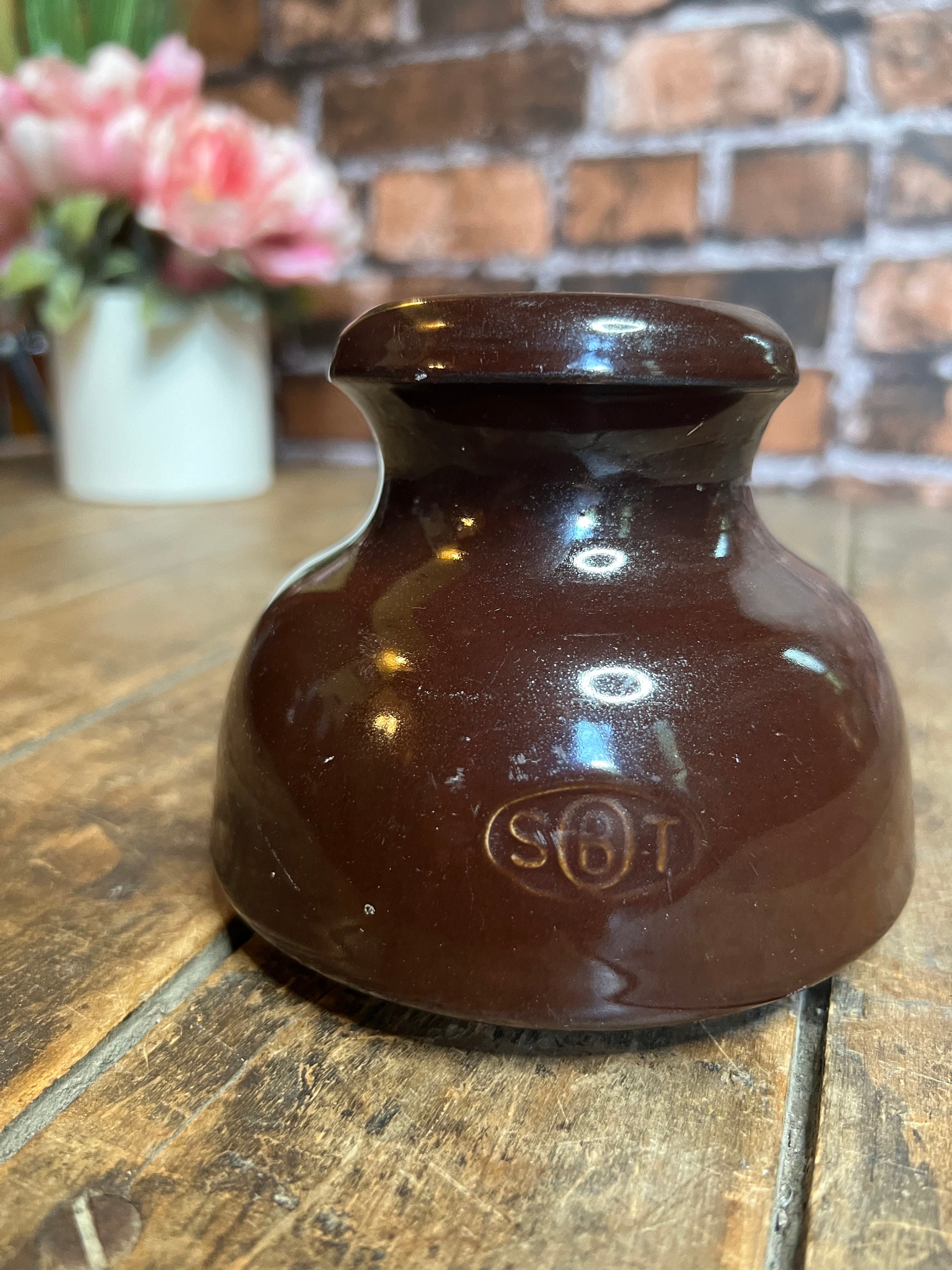 Antique 1930s Embossed SBT Ohio Brass Company- Brown Porcelain ...