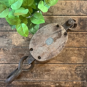 Antique Wood Block Pulley With Hook: Steampunk Industrial Decor - Etsy