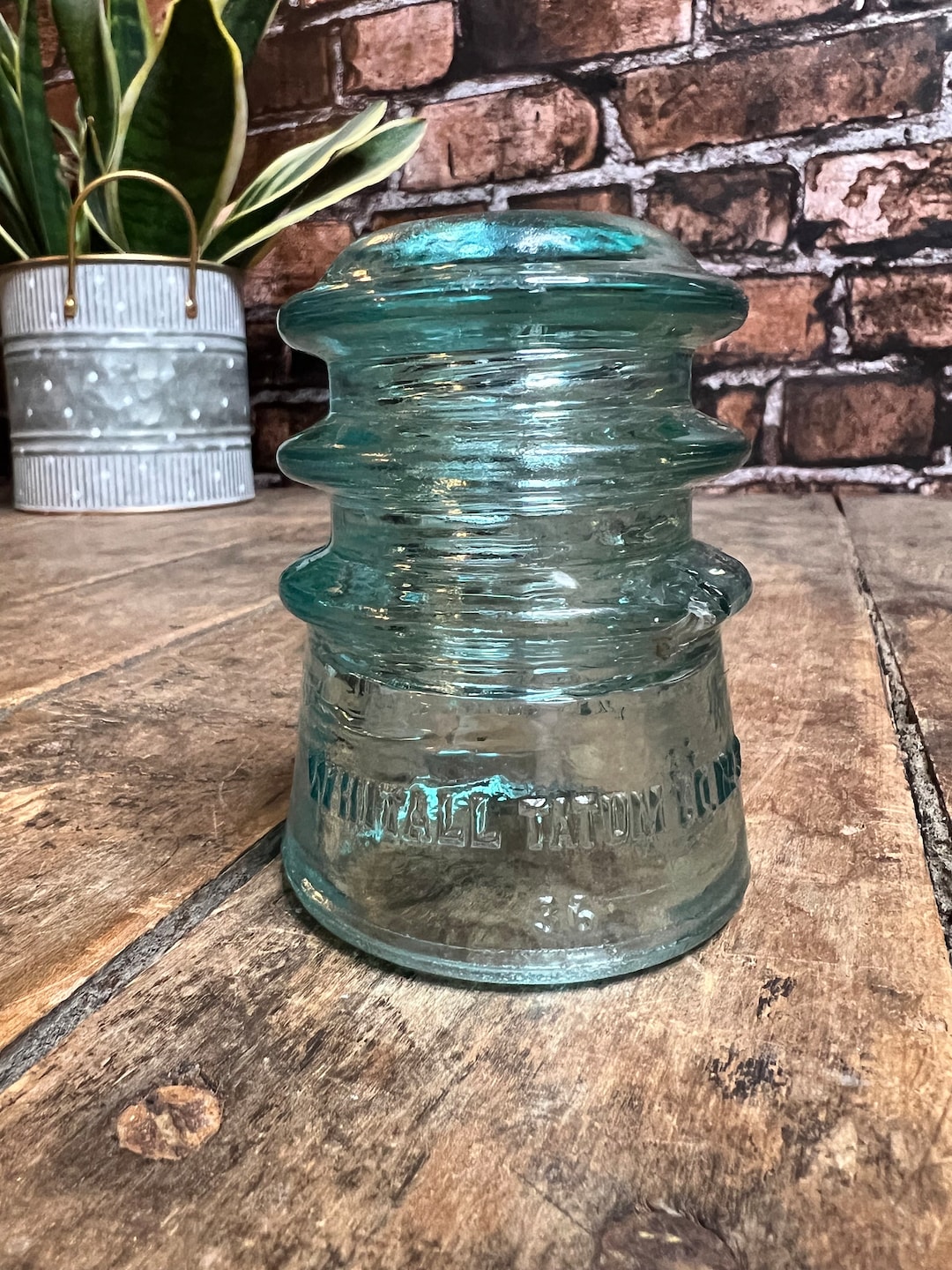 Vintage 1936 Whitall Tatum. Co No. 3 - Ice Aqua Blue Glass Insulator ...