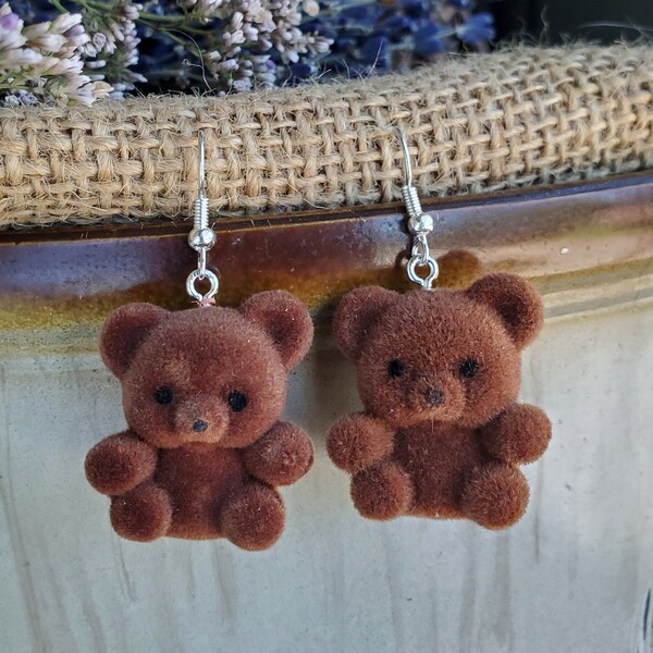 Teddy Bear Earrings - Etsy
