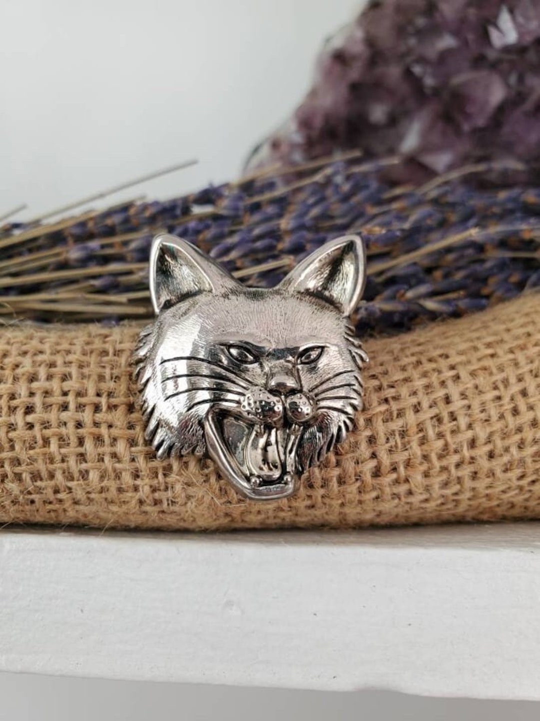 Vintage Hissing Bobcat Pin / Brooch Antiqued Silver Cat - Etsy
