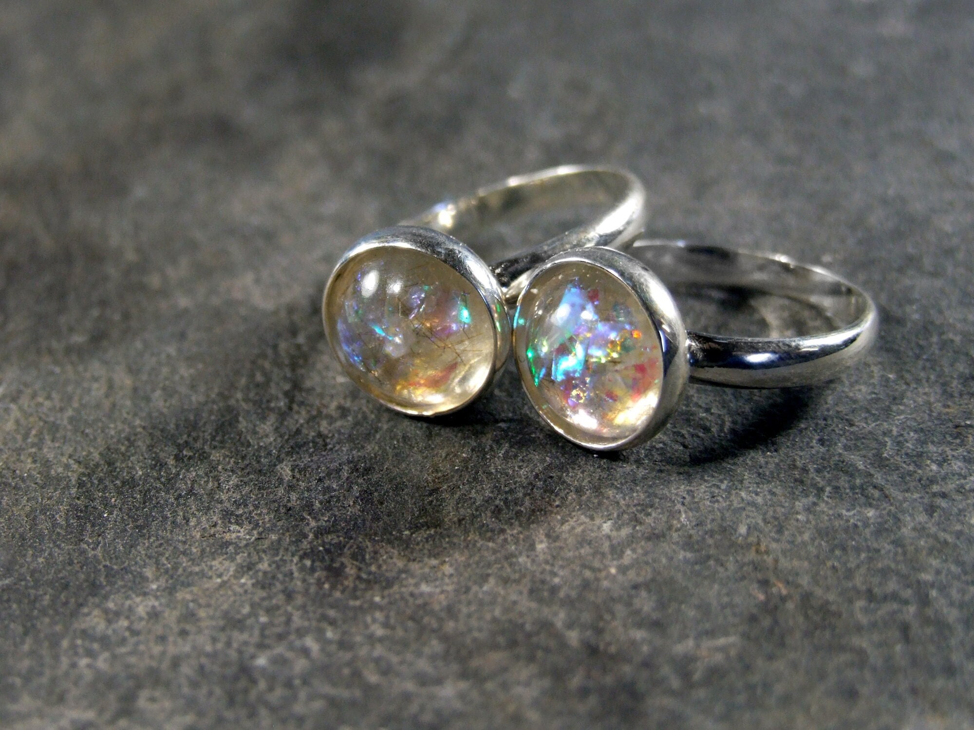 Sterling Silver Ring With Round Resin Stone 10x10mm Hair - Etsy UK