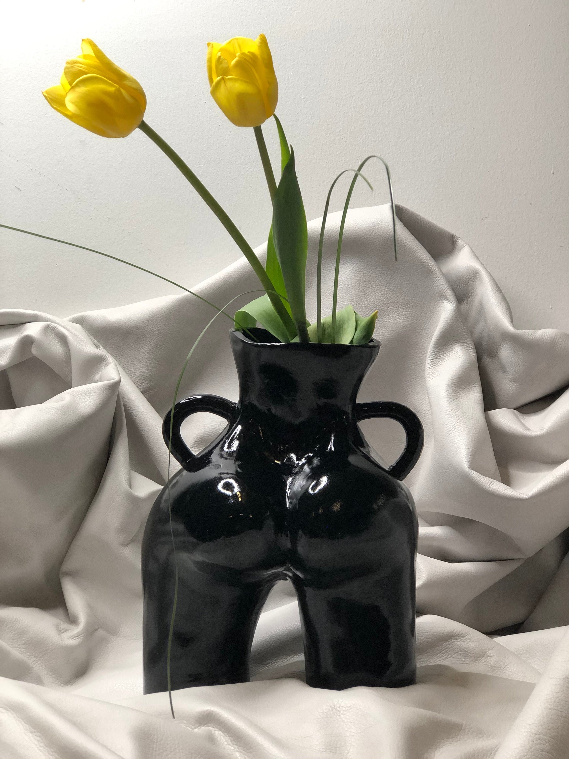 Female Curvy Cheek Body Vase Art Piece Black Booty Decorative Planter ...