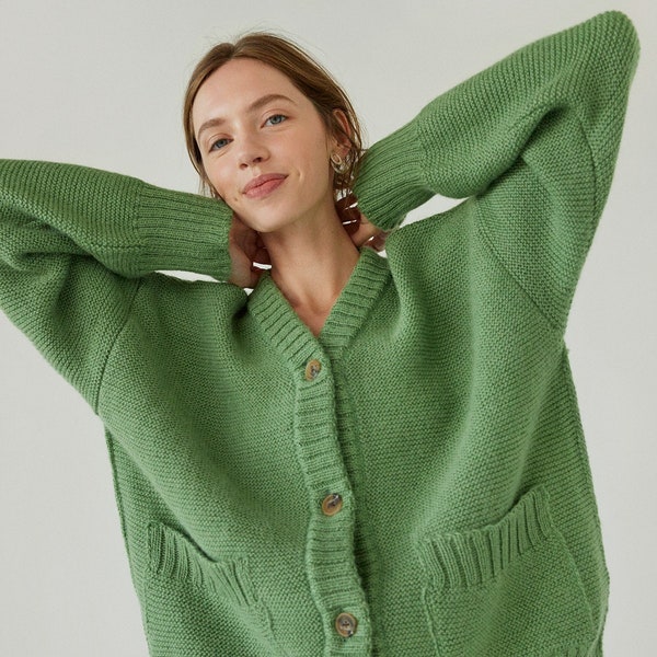 Green Cardigan - Etsy