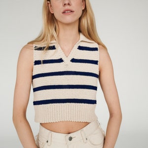 Crochet Fall Tank Top Handmade, Cotton Women Crop Top Vest, Beach Shirt ...