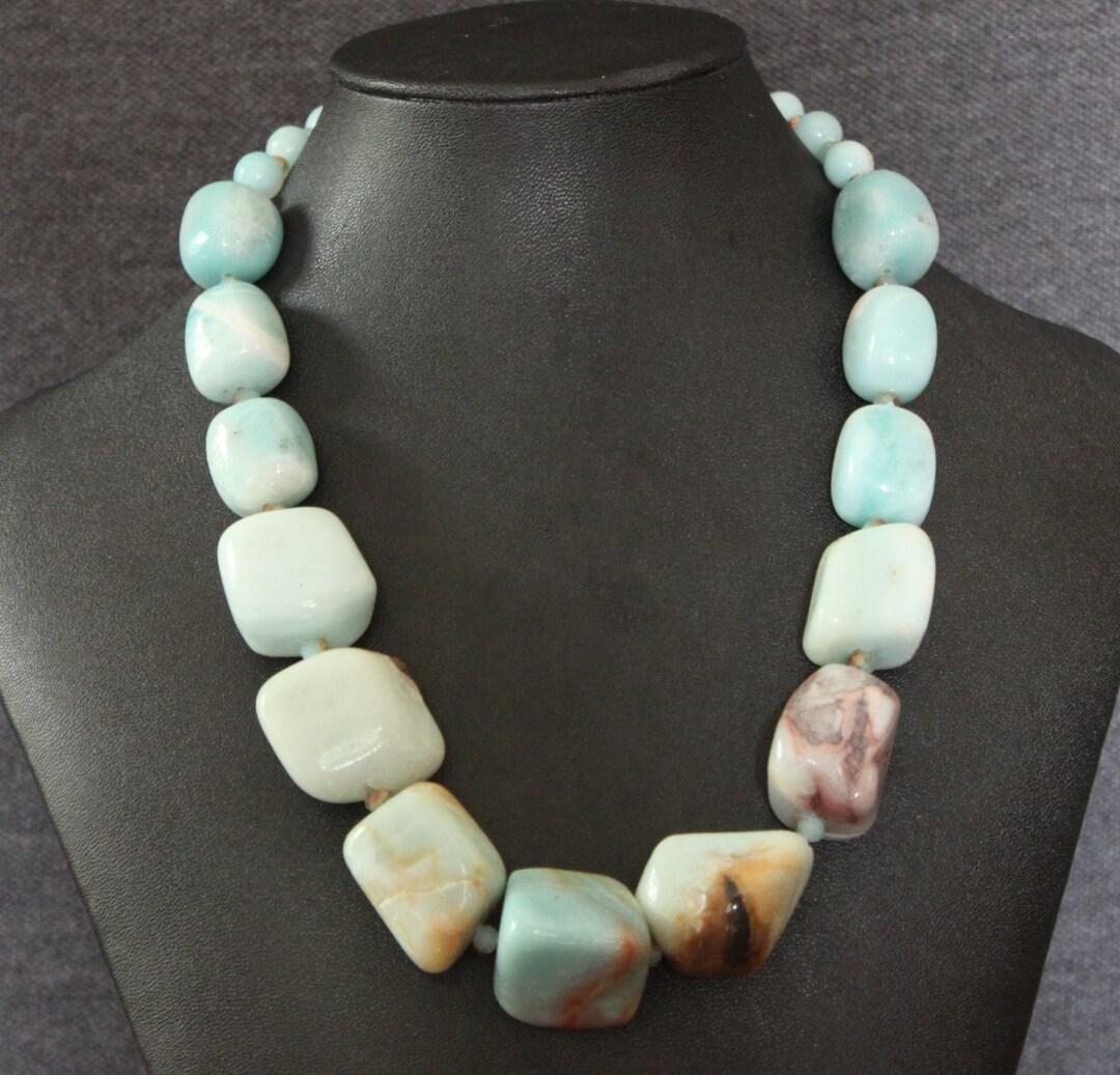 Russian Amazonite Nugget Single Strand Beaded Statement Necklace - Etsy