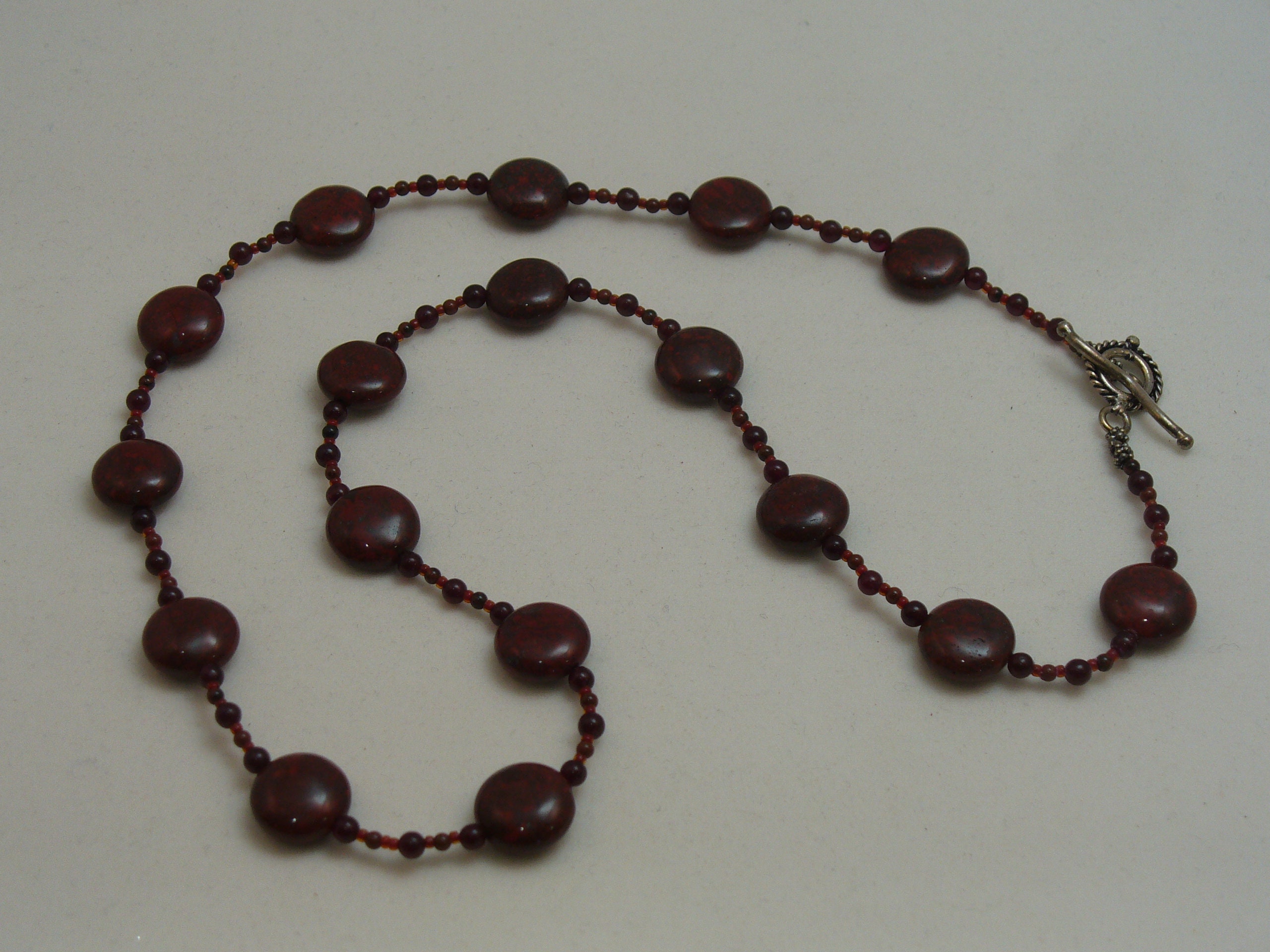 Pipestone and Garnet Single Strand Beaded Necklace - Etsy