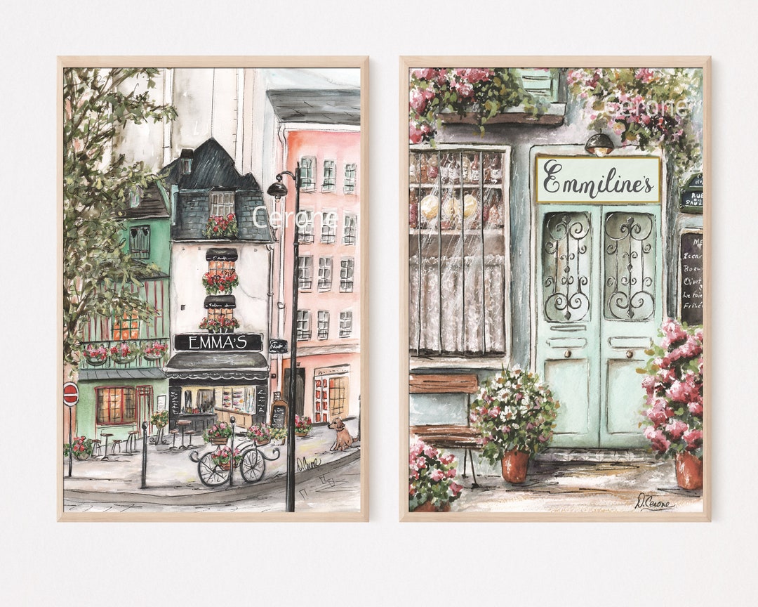 Set of 2 Cute Paris Watercolor Prints, French Kitchen Art Prints ...
