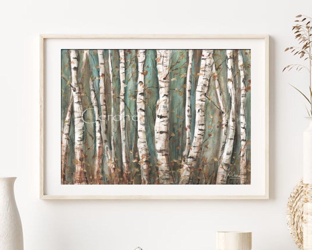 Birch Tree Watercolor Print Farmhouse Decor Abstract Forest - Etsy