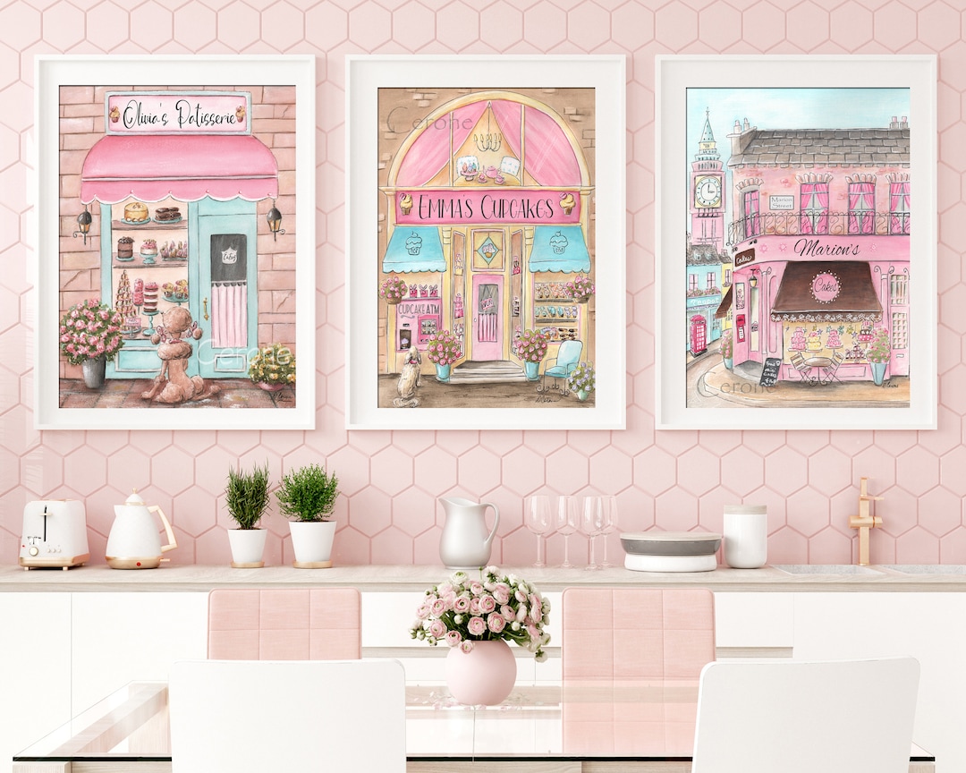 Personalized Bakery Wall Art, Set of 3 Baking Poster Prints, Unique ...