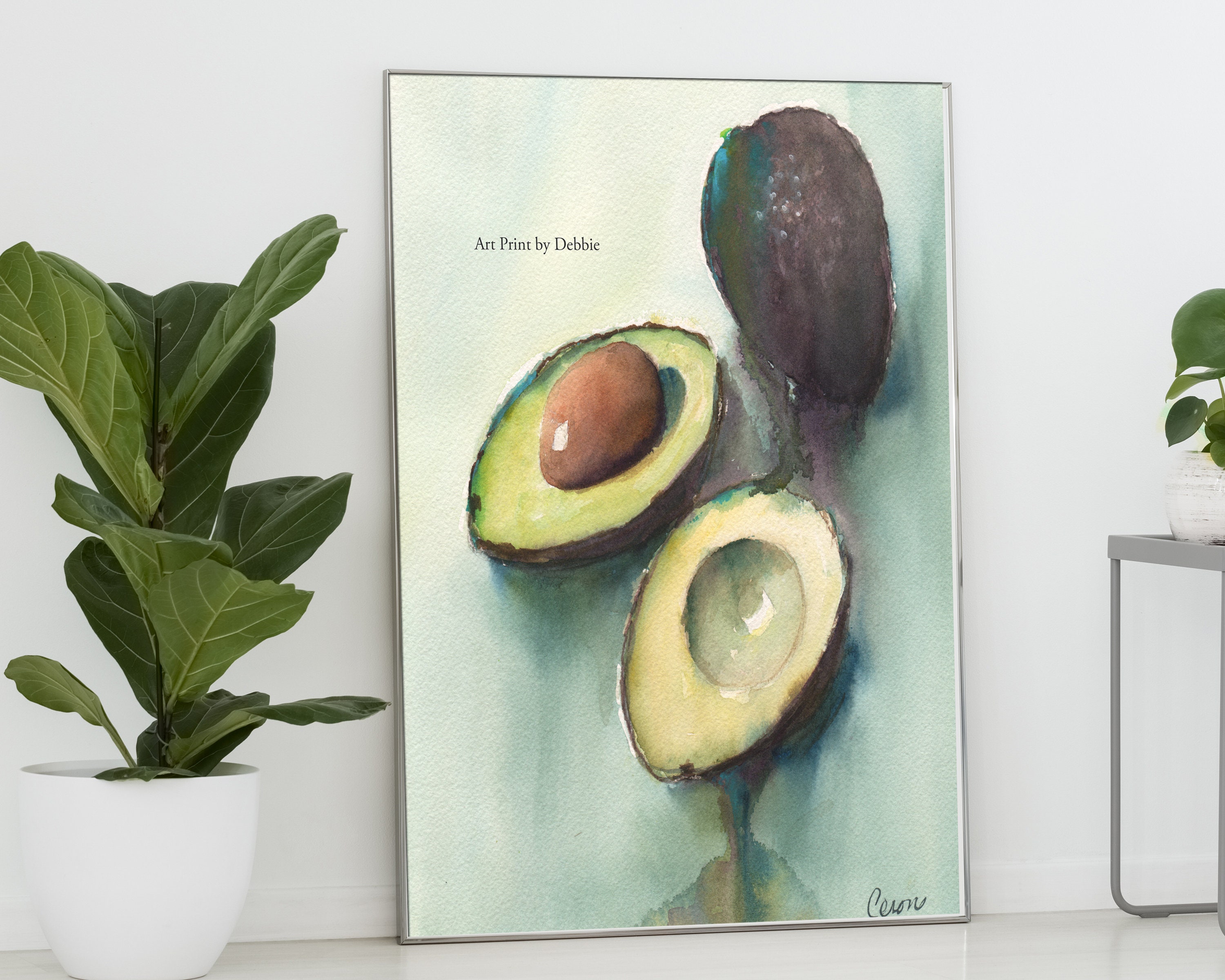 Watercolor Avocado Art Print, Modern Kitchen Decor - Etsy