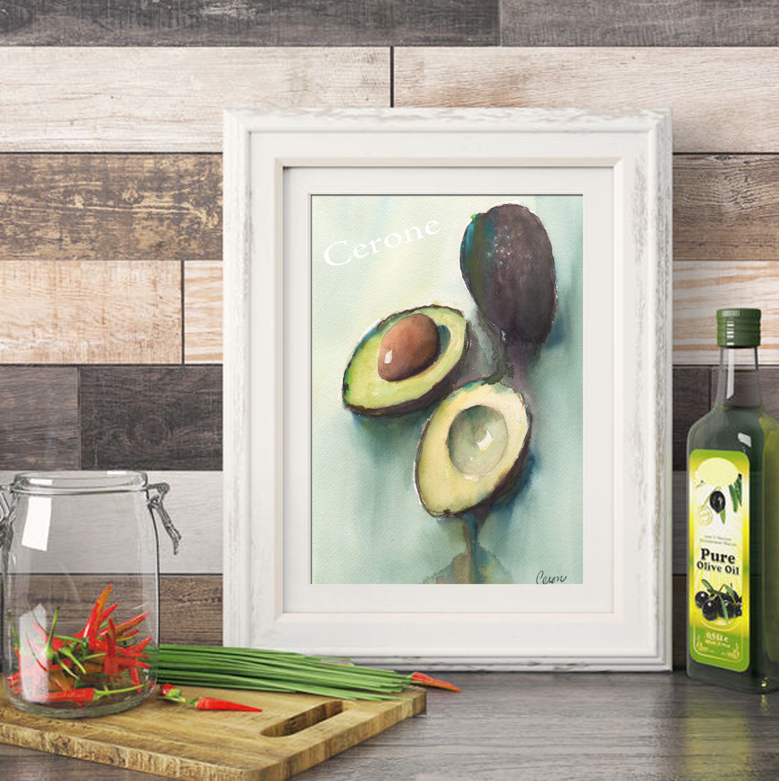 Kitchen Wall Art Avocado Decor Watercolor Avocado Art Print | Etsy