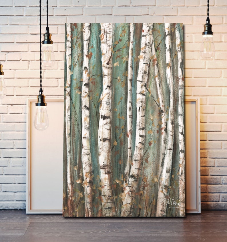 Birch Tree Canvas Wall Art, Modern Farmhouse Decor, Abstract Painting ...