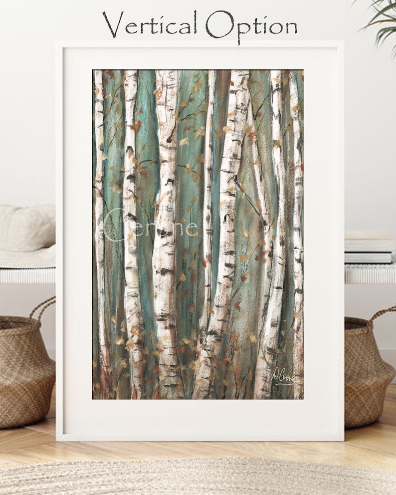 Birch Tree Watercolor Print Farmhouse Decor Abstract Forest | Etsy