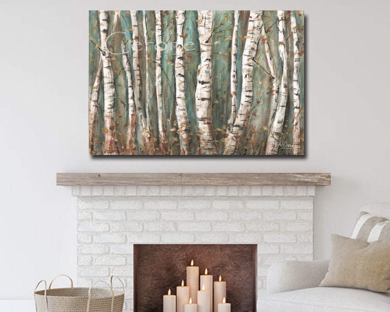 Birch Tree Canvas Wall Art Modern Farmhouse Decor Abstract - Etsy