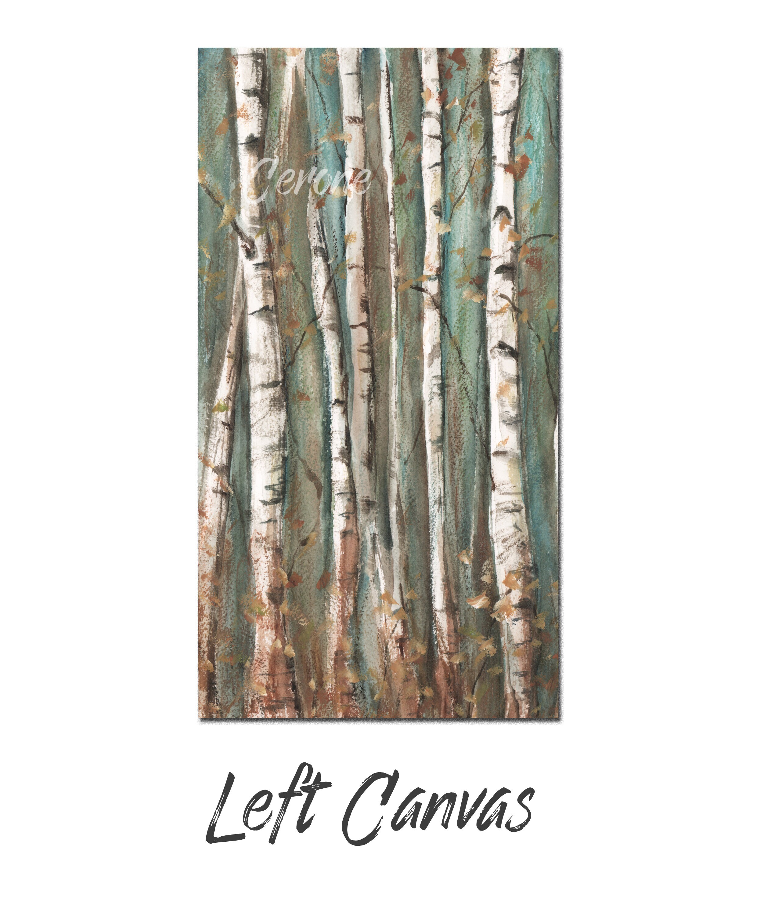 Birch Tree Art Contemporary Watercolor Paintings TWO Long - Etsy