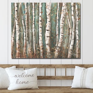 Birch Tree Watercolor Print, Farmhouse Decor, Abstract Forest Painting ...