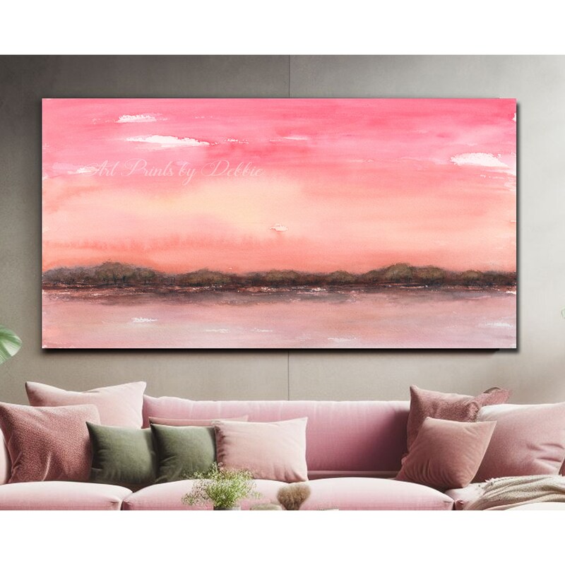 Pink Sunset Painting - Etsy
