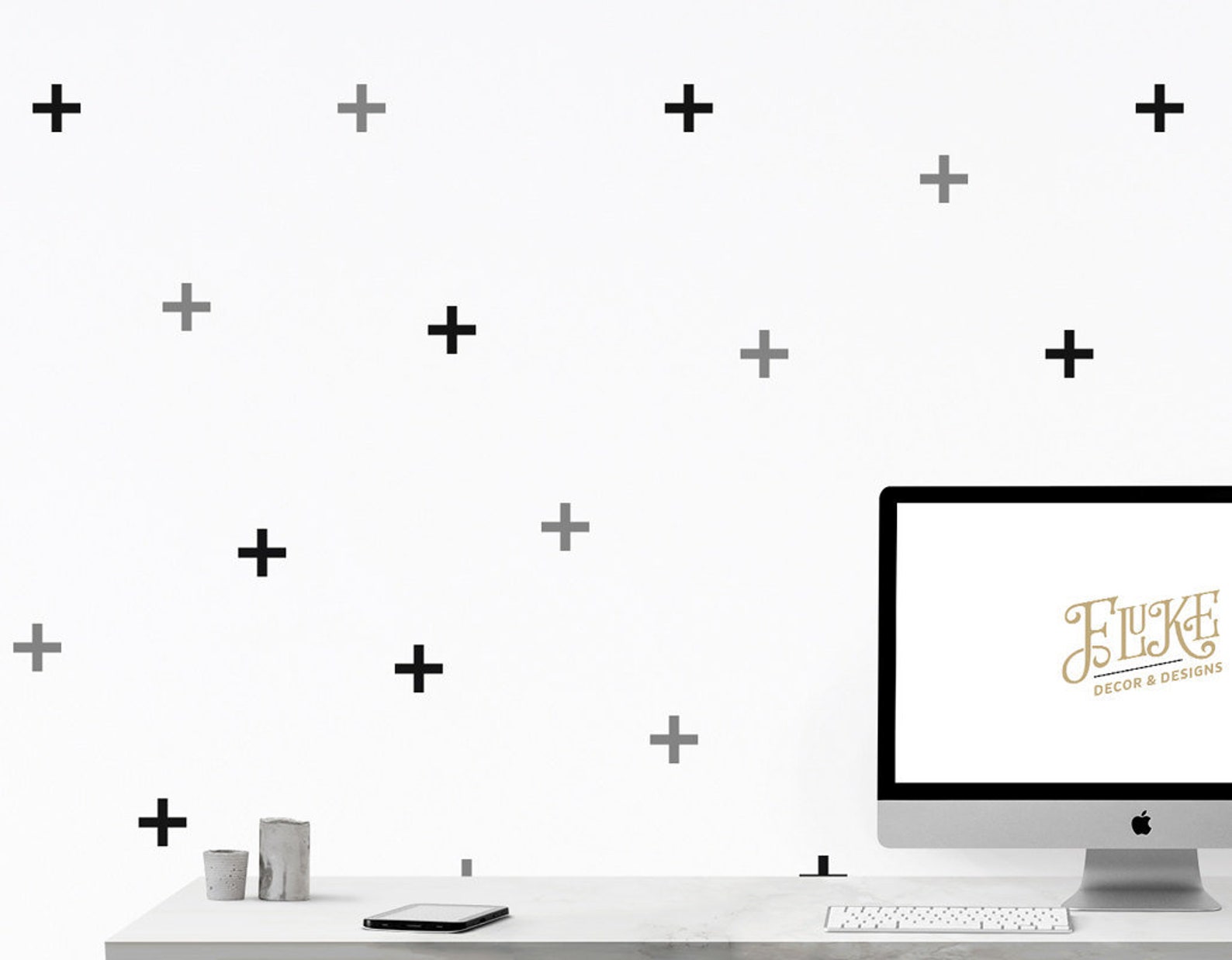 Swiss Cross (thin) / Plus Sign Vinyl Wall Decals, Scandinavian ...