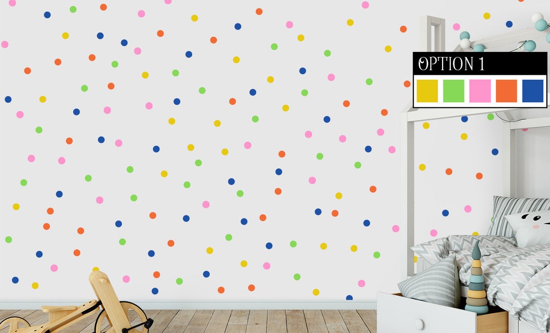 175 Rainbow 1.5 Inch Confetti Polka Dot Circle Vinyl Wall Decals ...