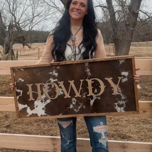 Howdy Sign. Genuine Cowhide. Western Decor. Wedding Gift. Farm House ...