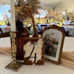 Western Wedding Genuine Cowhide Table Numbers. Wood and Cowhide Event ...