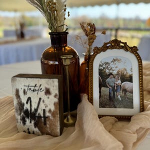Western Wedding Genuine Cowhide Table Numbers. Wood and Cowhide Event ...