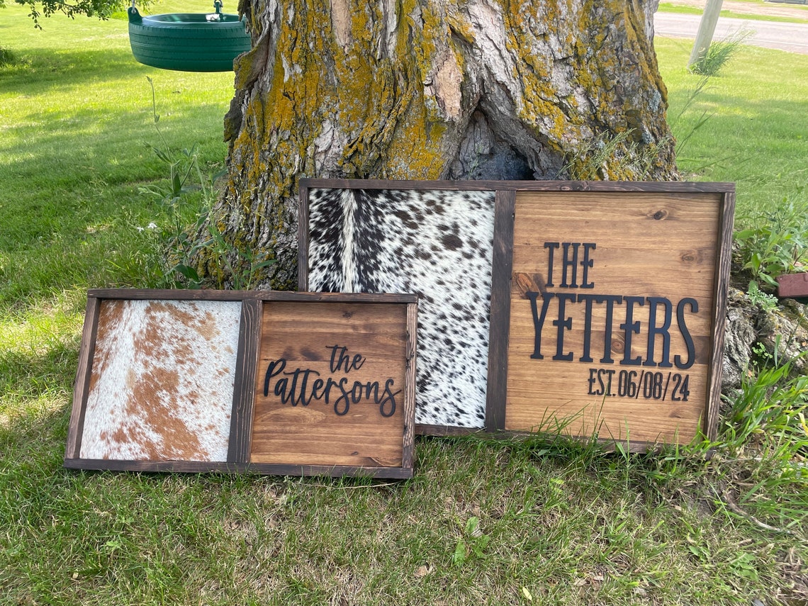 Cowhide Branding Frame, Cowhide Wood Sign, Family Heirloom, Unity ...