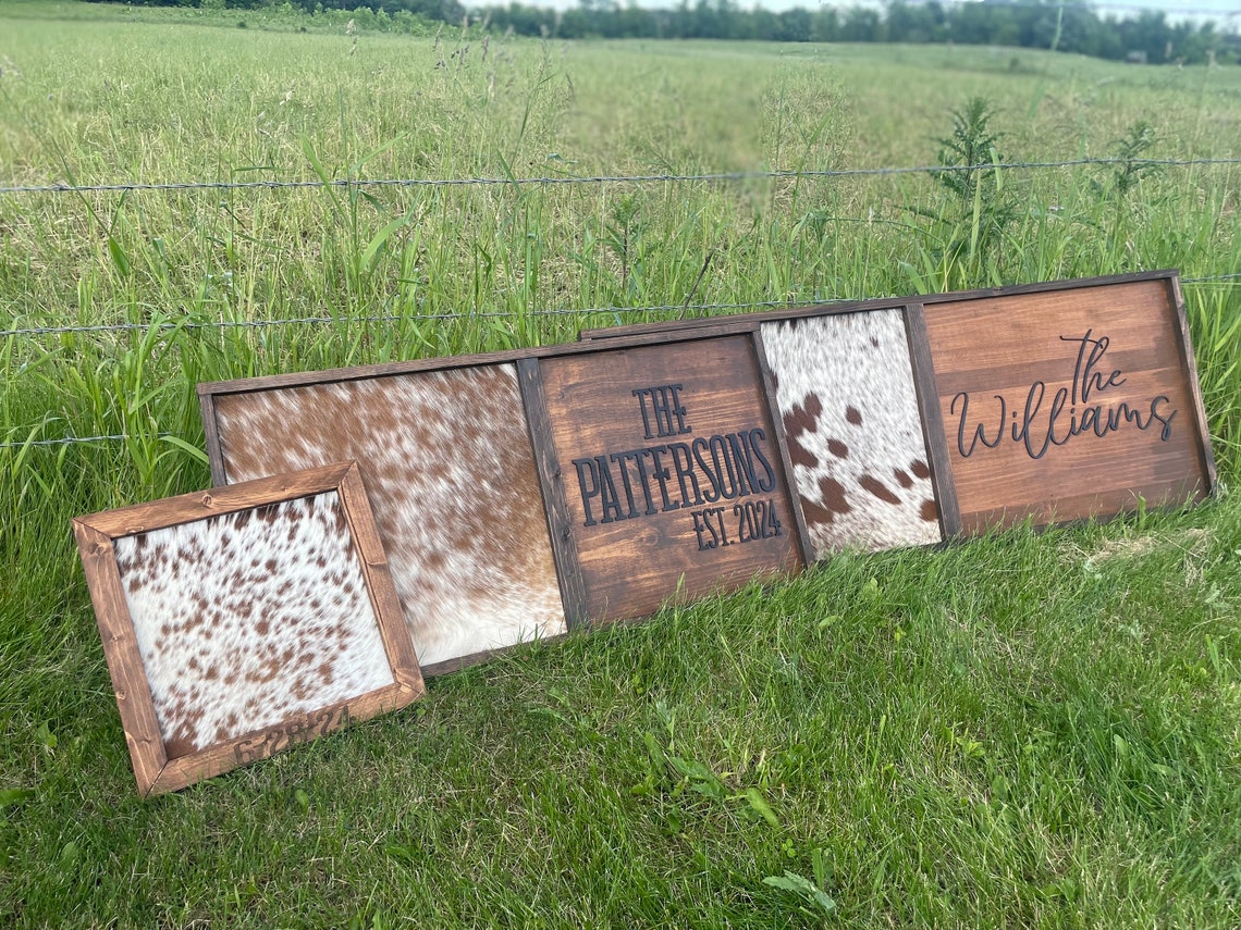 Cowhide Branding Frame, Cowhide Wood Sign, Family Heirloom, Unity ...