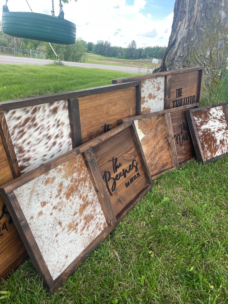 Cowhide Branding Frame, Cowhide Wood Sign, Family Heirloom, Unity ...