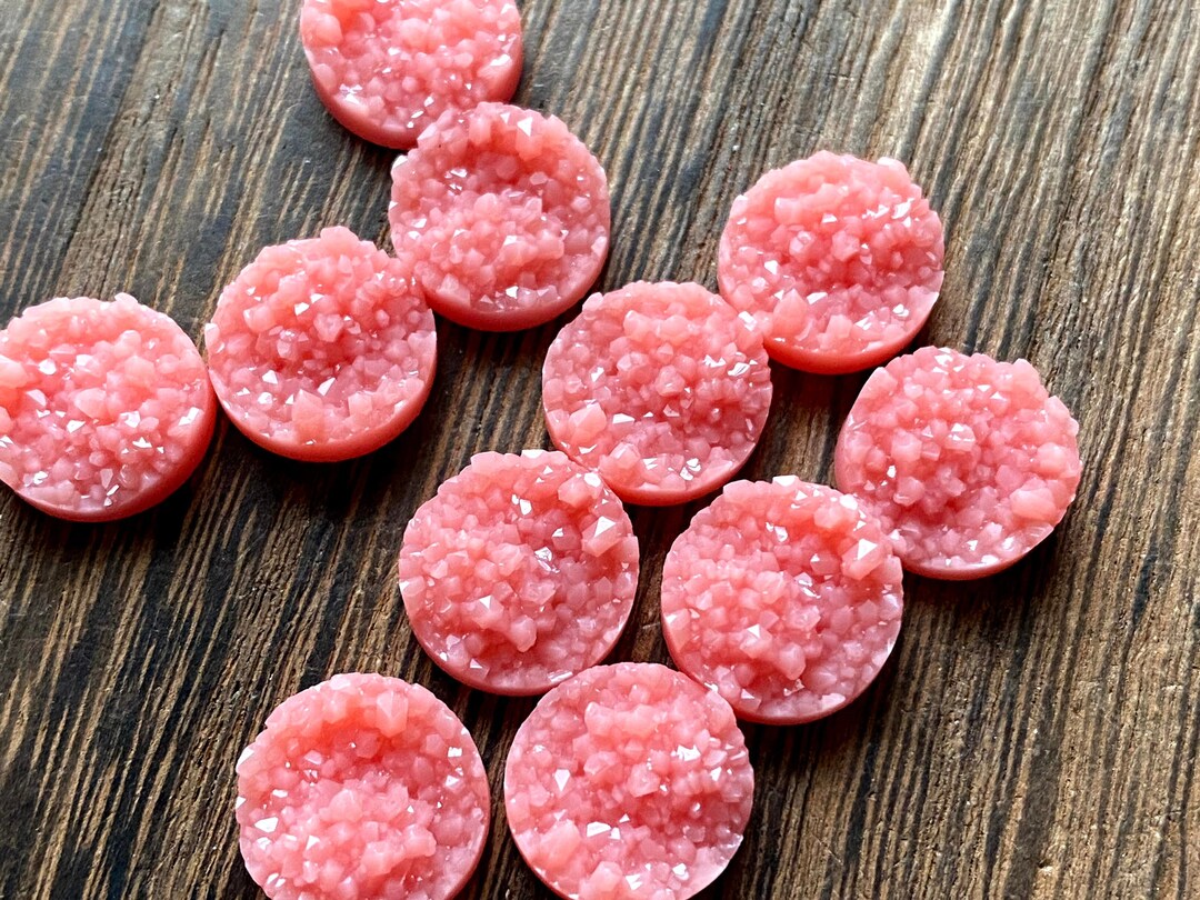 Guava 12mm Geode Faux Druzy Cabochons 10 Pcs L Earring Making - Etsy