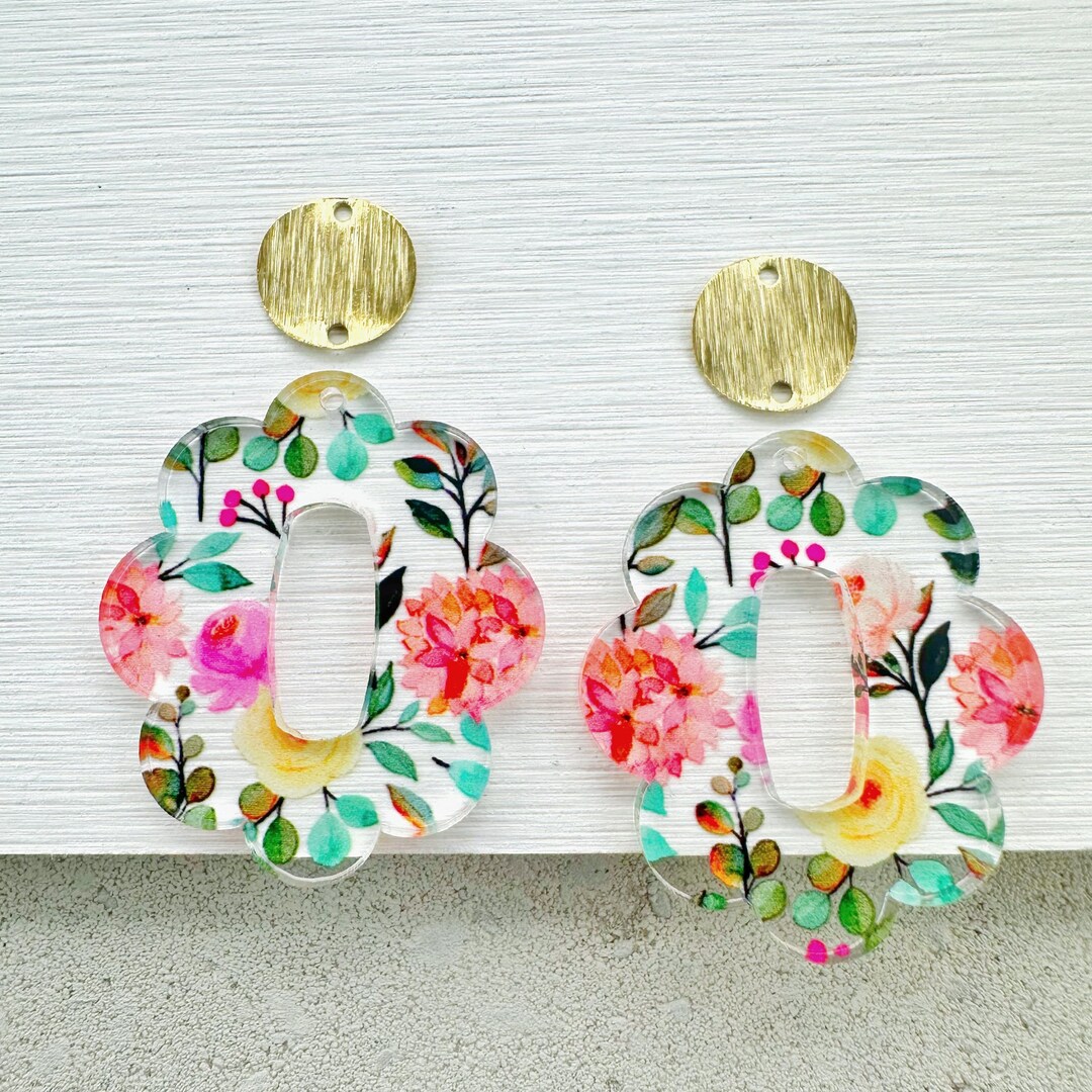 Floral Acrylic Earring Blanks: Plexi Flower Pendants (4pcs) - Etsy