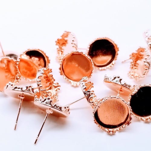 Silver Tone 8mm Tray Cabochon Earring Setting 8pcs Earring - Etsy