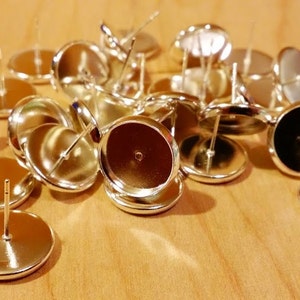 Silver Tone 10mm Tray Cabochon Earring Setting 10pcs Earring - Etsy