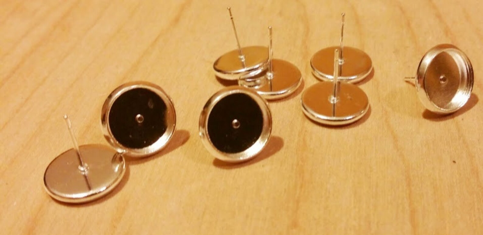 Silver Tone 8mm Tray Cabochon Earring Setting 8pcs | Etsy