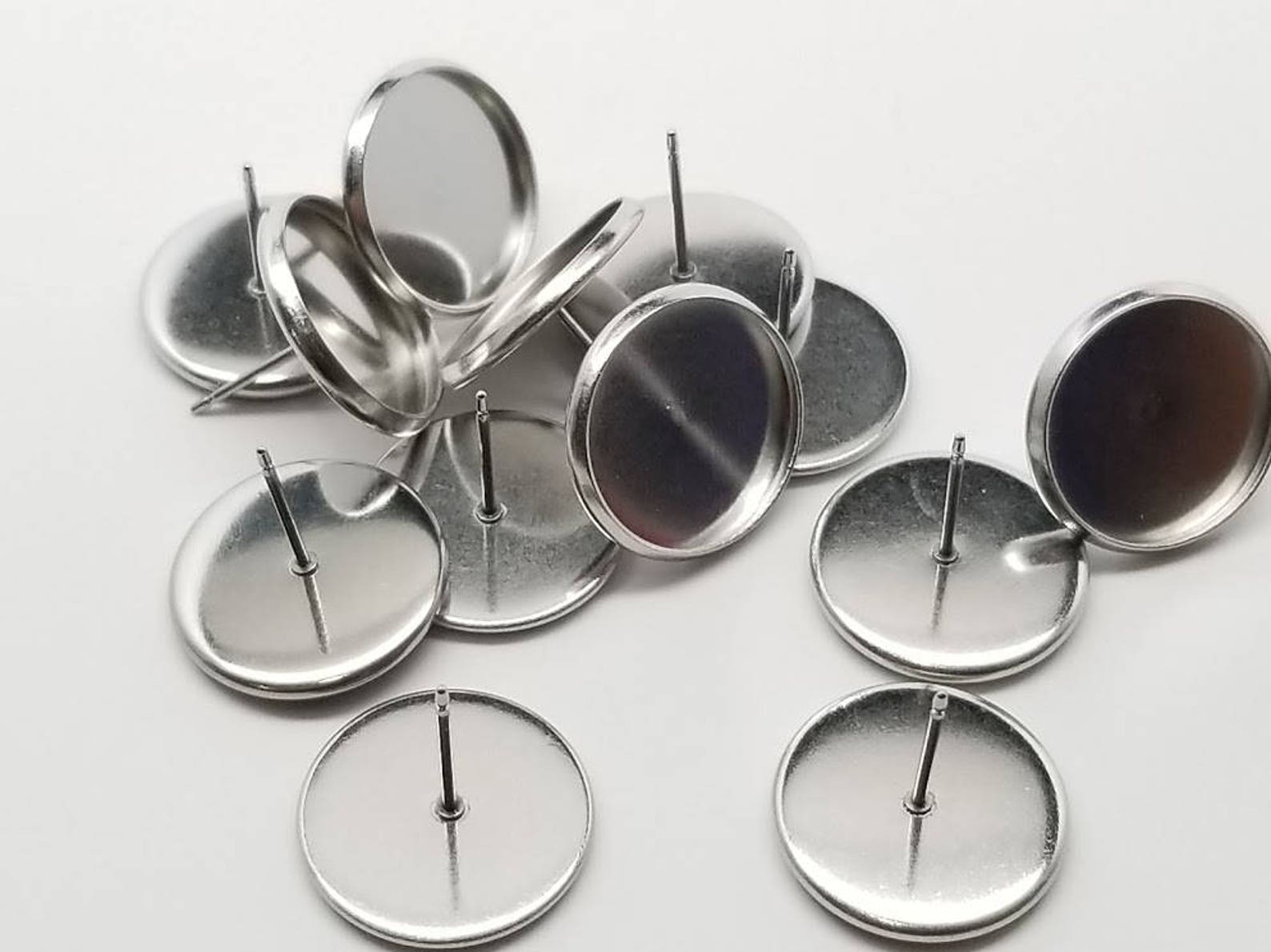 Stainless Steel 14 Mm Tray Cabochon Earring Setting 10pcs Earring ...