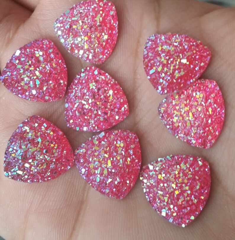 Ab Hot Pink Faux Druzy Flat Triangles 16mm Cabochons 6pcs - Etsy