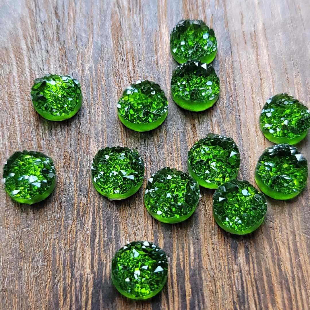 Juniper Green 8mm Geode Faux Druzy Cabochons 10pcs L Earring Making ...