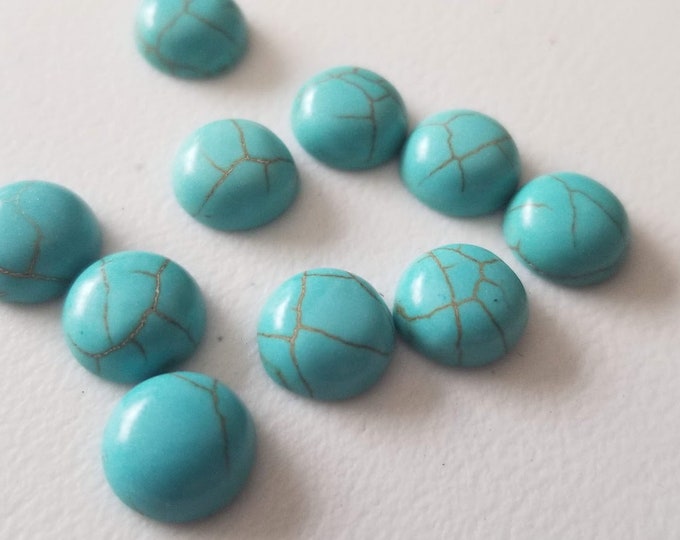 Synthetic Turquoise 10mm Howlite Stone Cabochons - 10 Pcs L Earring ...