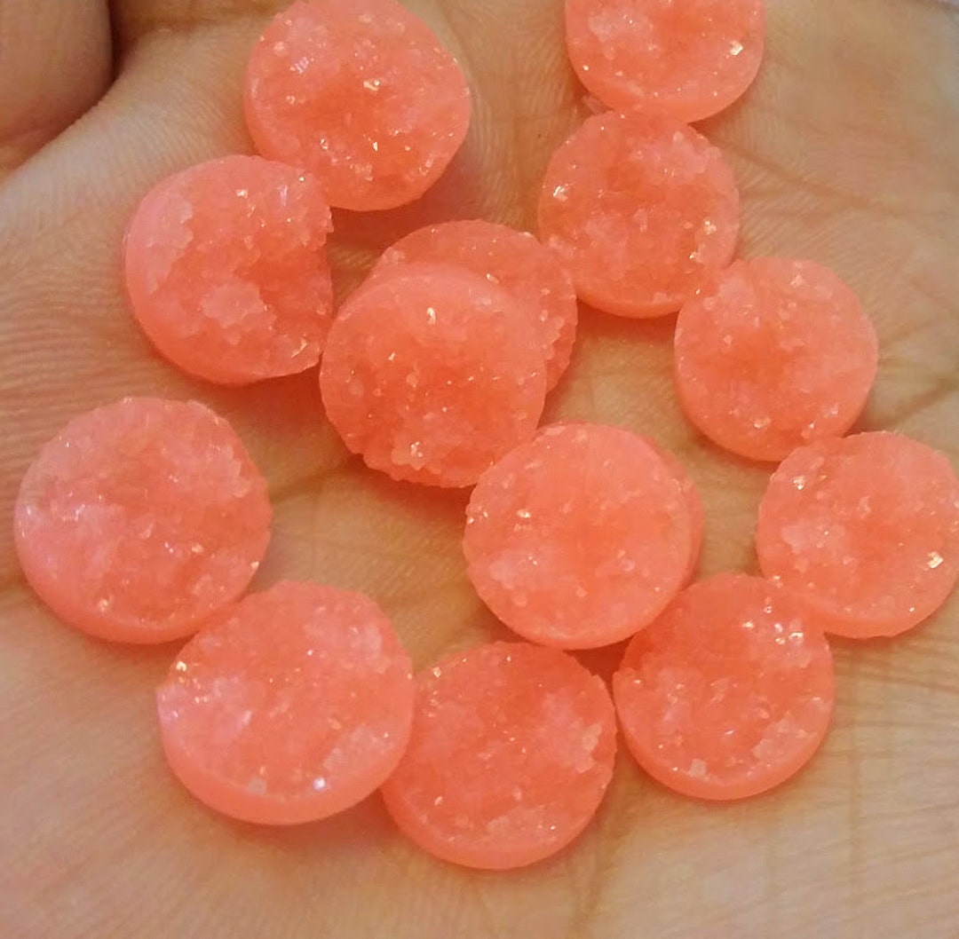 Peach Melon 11.5-12mm Faux Druzy Nugget Cabochons 10pcs L Earring ...