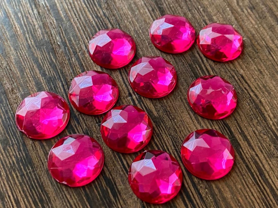 Hot Pink Rhinestone Cabochons: 12mm Resin DIY Charms (10pcs) - Etsy