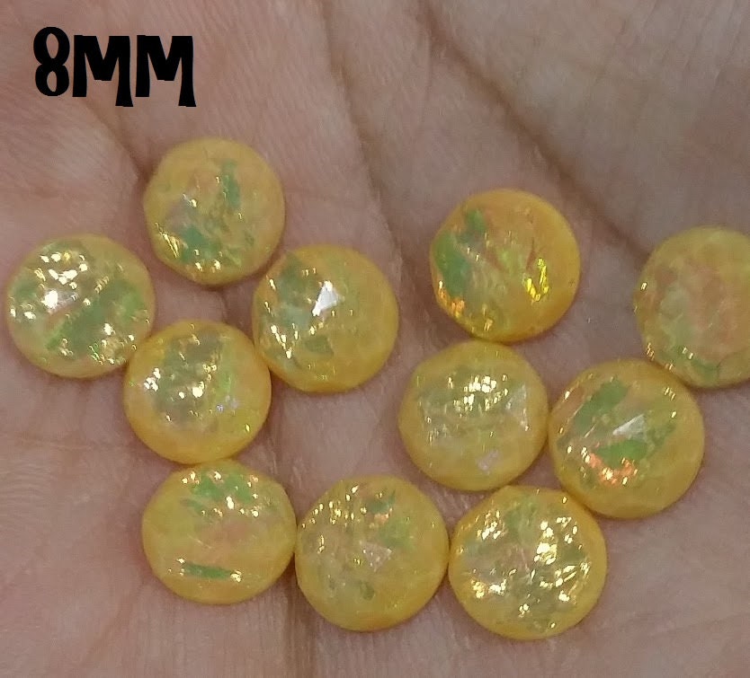 Honey yellow fire opal faceted 8mm resin cabochons 10pcs | Etsy