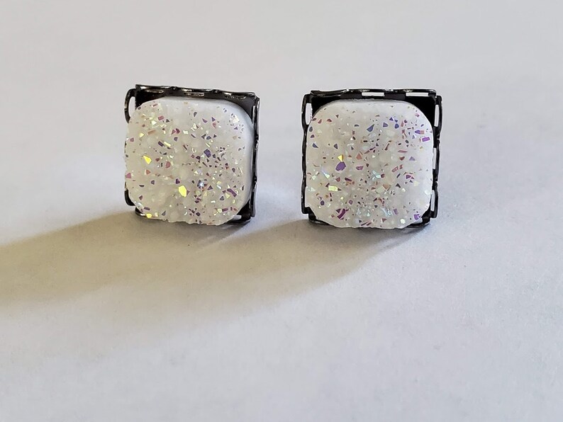 Metallic Blue Purple 10x10mm Titanium Faux Druzy Square - Etsy