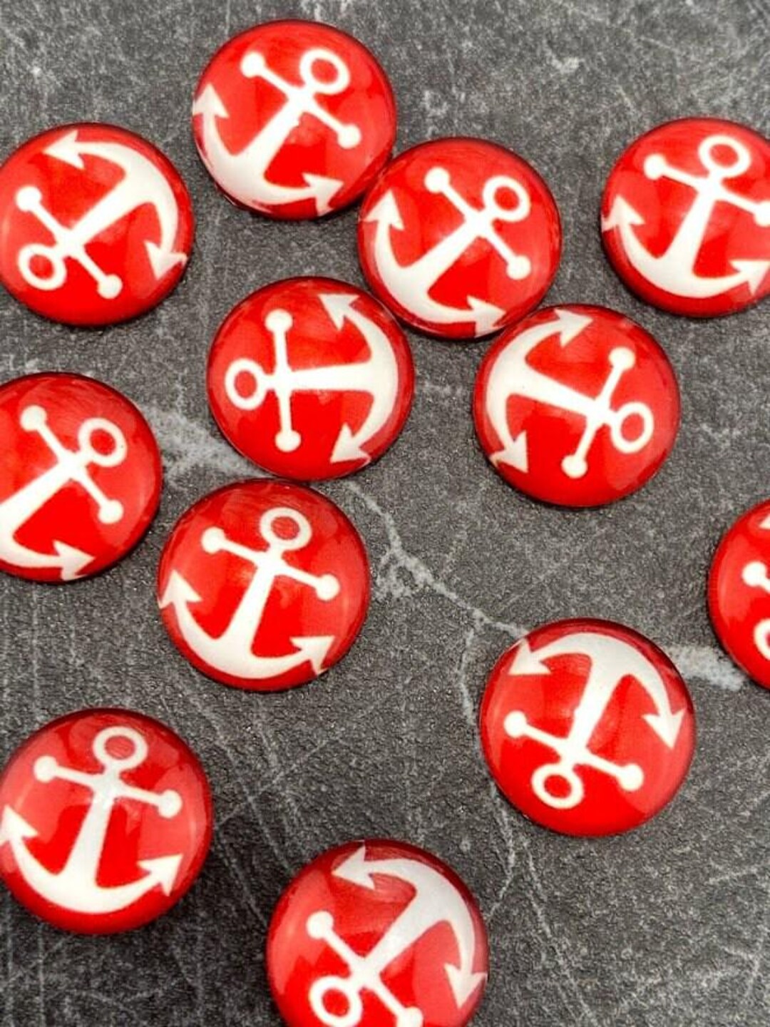 Red Anchor Glass Cabochons: 12mm DIY Jewelry Supplies - 10pcs - Etsy