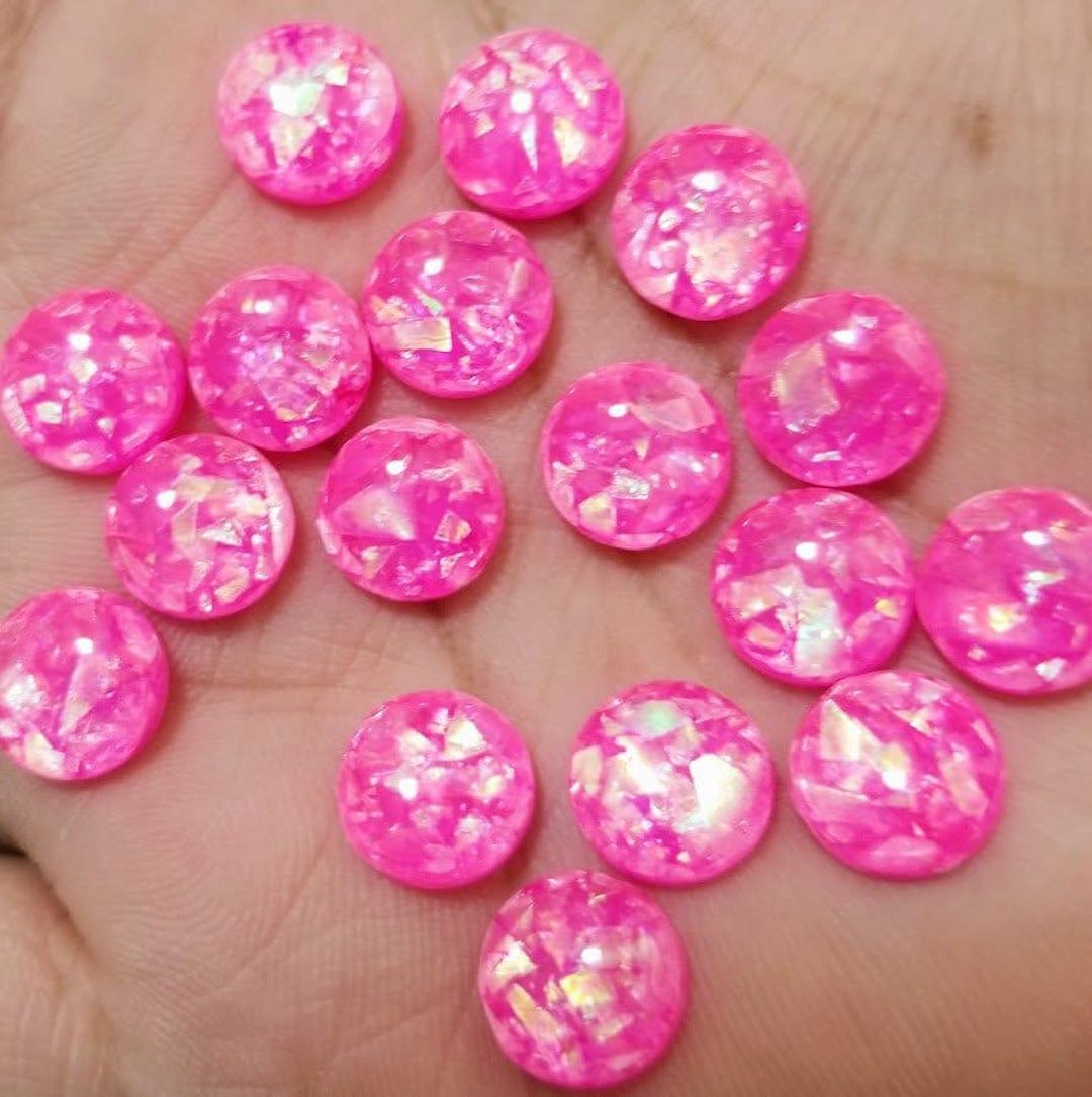 Hot Pink Opal Resin Cabochons: 10mm DIY Earring Supplies (10 Pcs) - Etsy