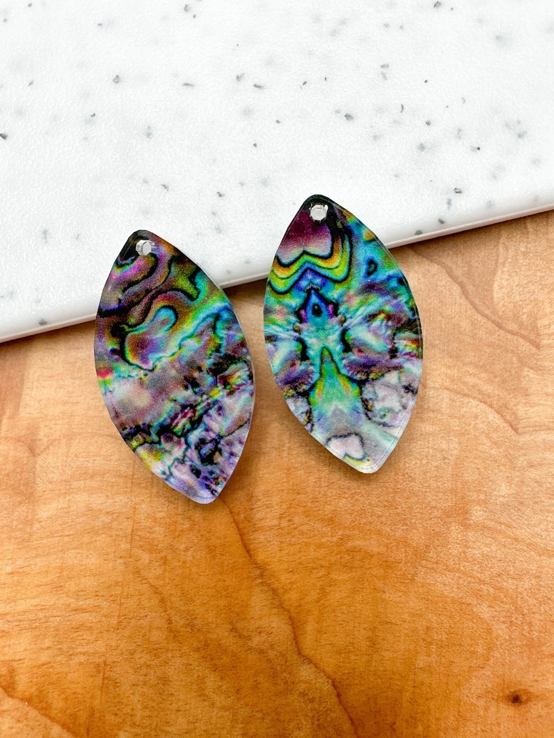 Paua Abalone Faux Print Earring Blanks -4pcs L Earring Findings ...