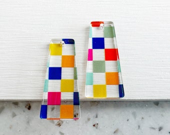 Multicolor Abstract Floral Print Earring Blanks 4pcs L Plexi Earring ...