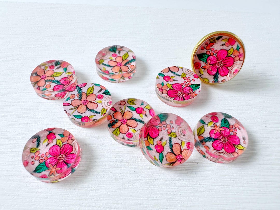 Pink and Peach Preppy Acrylic Earring Blanks: 12mm Jewelry Components ...