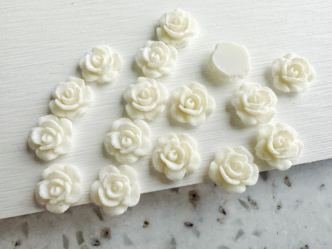 Off White Resin Flower Cabochons: 13mm Flatback, DIY Jewelry - 10pcs - Etsy