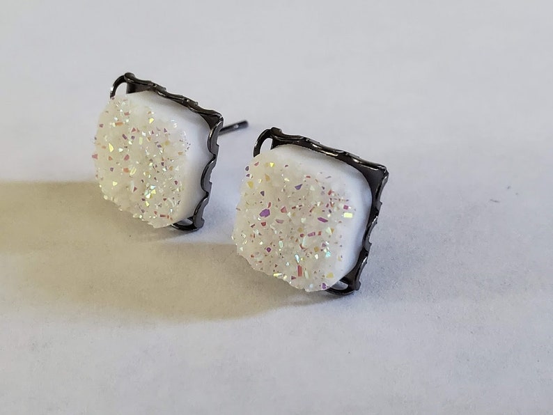 Metallic Blue purple 10x10mm titanium faux druzy square | Etsy